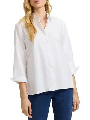 Foxcroft Beatrice Side Button Shirt - White