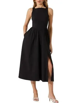 Astr The Label Bow Back A-line Dress - Black