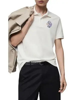Mango Embroide Graphic Polo At Nordstrom White