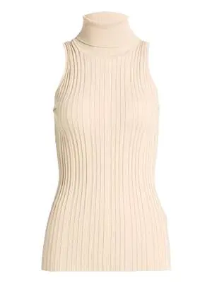 TOD'S Sleeveless Turtleneck Knit Top - Beige