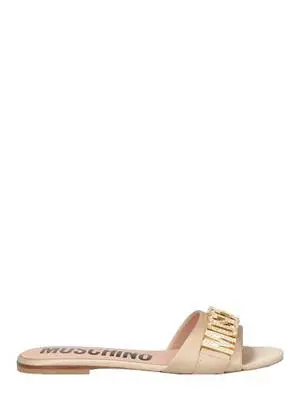 Moschino Textile Fiber Slide Sandals With Embellishments - Grey