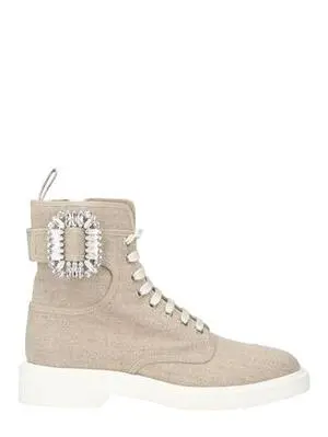 ROGER VIVIER Textile Ankle Boots - Beige