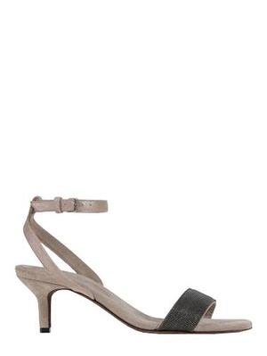 Brunello Cucinelli Leather Embellished Sandals - Grey