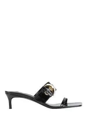 By Far Patent Leather Sandals With Buckle Detail - Black