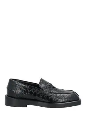 Versace Calfskin Loafers With Crocodile Print - Black