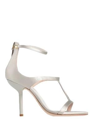 Emporio Armani Satin Stiletto Heeled Slingback Sandals - Light Grey
