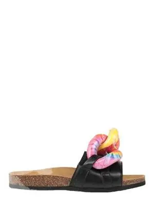 JW Anderson JW ANDERSON Leather Slide Sandals With Tie-Dye Embellishment Black