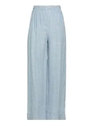 Emporio Armani Linen Wide Leg Pants - Blue