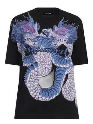Dsquared2 Printed Cotton T-shirt - Black