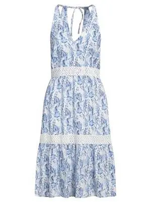 120% Lino Floral Print Linen-cotton Blend Midi Dress - Blue