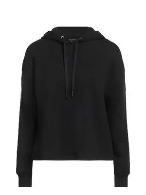 Armani Exchange Sweatshirt In Cotton, Polyester, Polyamide, Metallic Fiber, And Elastane - Black