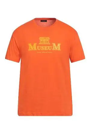 MUSEUM Man T-shirt Black Size M Cotton Orange