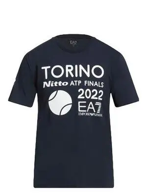 EA7 Man T-shirt White Size S Cotton, Elastane Midnight Blue