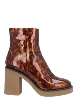 Santoni Leopard-print Leather Ankle Boots - Brown