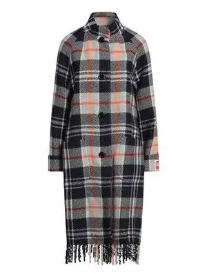 Kenzo Tartan Tweed Coat - Midnight Blue