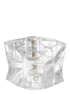 GANNI Organic Cotton Tube Top - Silver