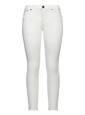 MOORER Slim Fit Jeans With Leather Trims - White