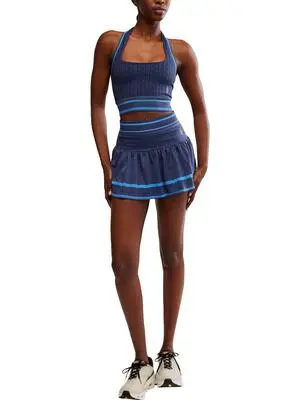 Free People Fp Movement Advantage Halter Top & Miniskirt Set Navy Combo
