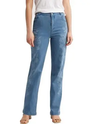 Hue Emma Floral Bootcut Jeans - Medium Wash