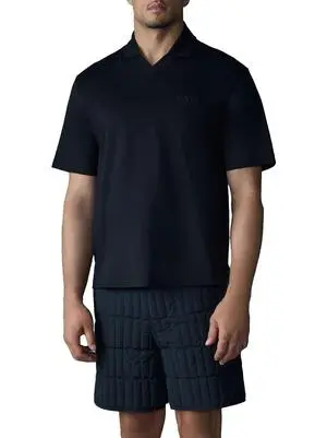 Mackage Marco Silicone Logo Organic Cotton Polo - Black