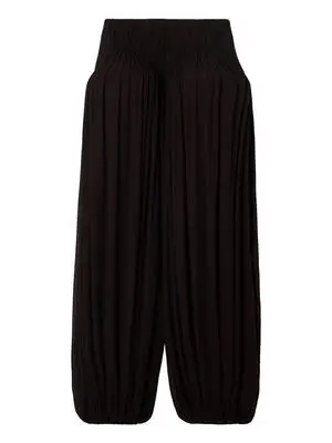 Alaïa Pleated Crepe Tapered Pants - Brown