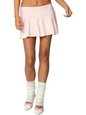 EDIKTED Bow Embellished Pleated Sweater Skirt - Light-pink