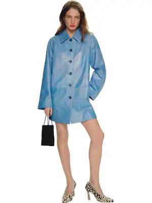REFORMATION Veda Celine Suede Leather Jacket - Blue