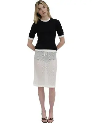 Rosetta Getty Mesh Midi Skirt - White