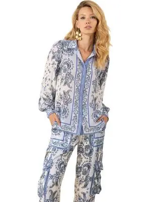 Hale Bob Hale Bob Rosalia Silk Shirt Blue