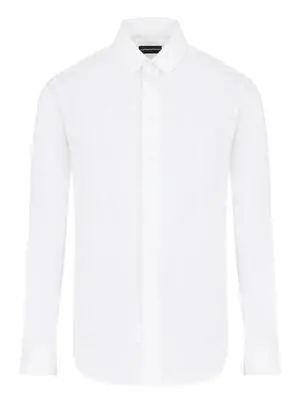 Emporio Armani Stretch Cotton Poplin Shirt - White