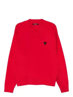 SONGZIO Emblem V-neck Jumper - Red