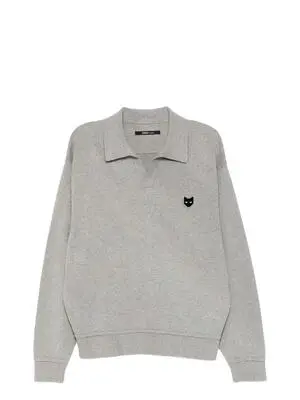 SONGZIO Emblem Open-collar Jumper - Grey
