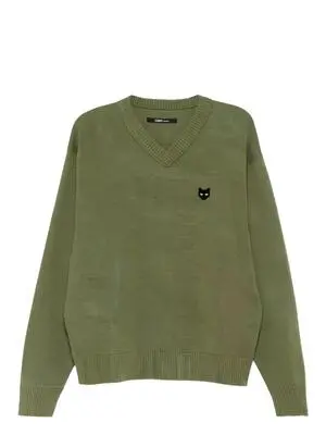 SONGZIO Emblem V-neck Jumper - Green