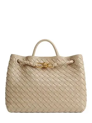 Bottega Veneta Intrecciato Leather Andiamo Top Handle Bag - Ecru