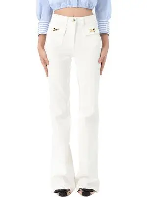 Elisabetta Franchi Straight Leg Jeans - White