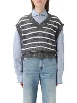 Brunello Cucinelli Striped V-neck Waistcoat - Blue