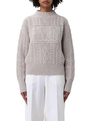 Max Mara Max Mara Cable Knit Sweater With Embossed Logo Brown