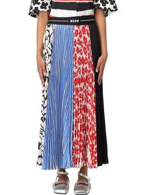 MSGM Pleated Midi Skirt - Multicolor