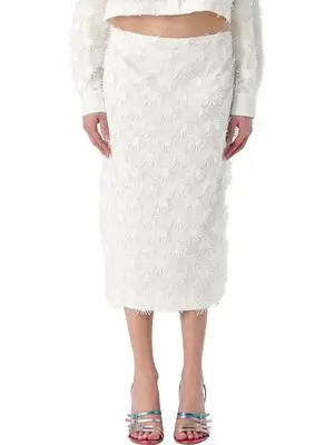 MSGM Embroidered Midi Skirt - White