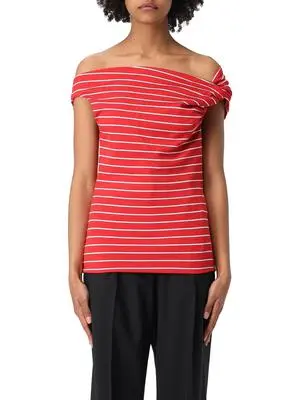 MSGM Striped Off-the-shoulder Top - Red