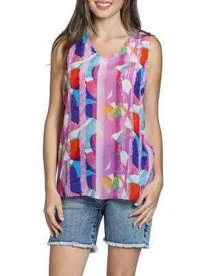 APNY Print V-neck Tank - Blue/white