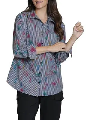 APNY APNY Print Cotton Button-up Shirt Black Multi