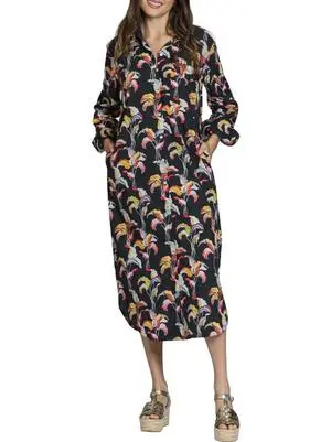 APNY Printed Cotton Shirtdress - Black Multi