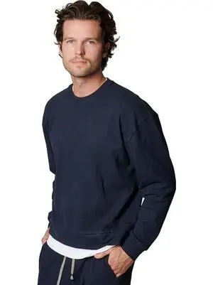 LEISURE LAB Cotton Lounge Crewneck Lapis