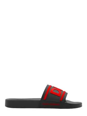 Dolce & Gabbana Beachwear Sliders With Dg Logo - Black/red