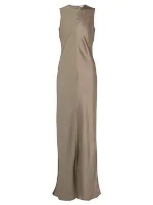 Ami Paneled Satin Maxi Dress - Grey