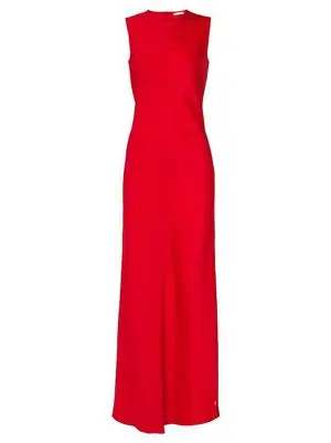 AMI Paris Paneled Satin Maxi Dress - Red