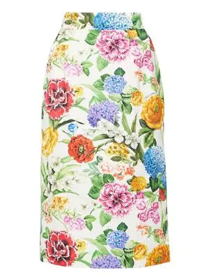 Dolce & Gabbana Floral Brocade Pencil Skirt - White