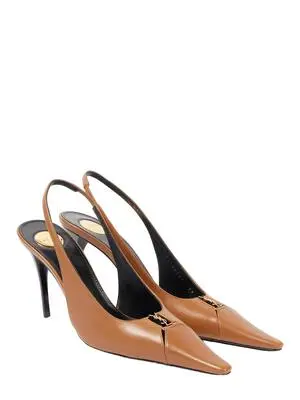 Saint Laurent Babylone Breteuil 90 Leather Slingback Pumps - Brown