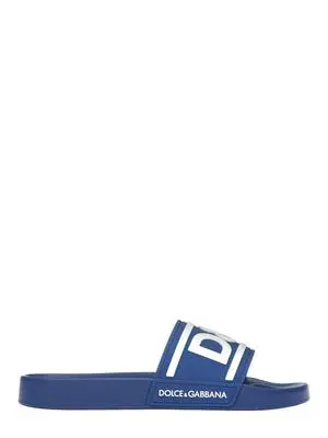 Dolce & Gabbana Beachwear Sliders With Logo - Blue/white